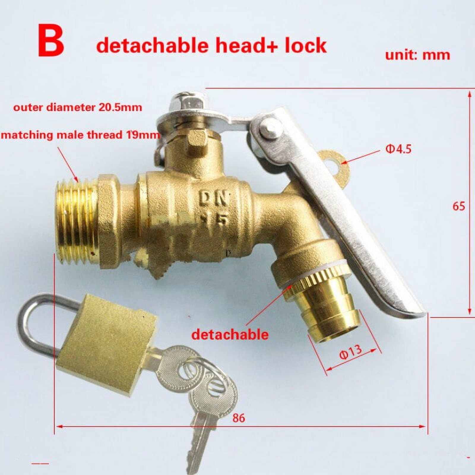 Outdoor Garden Public Places Lockable 1/2 inch Faucet BSP Locked Brass ...