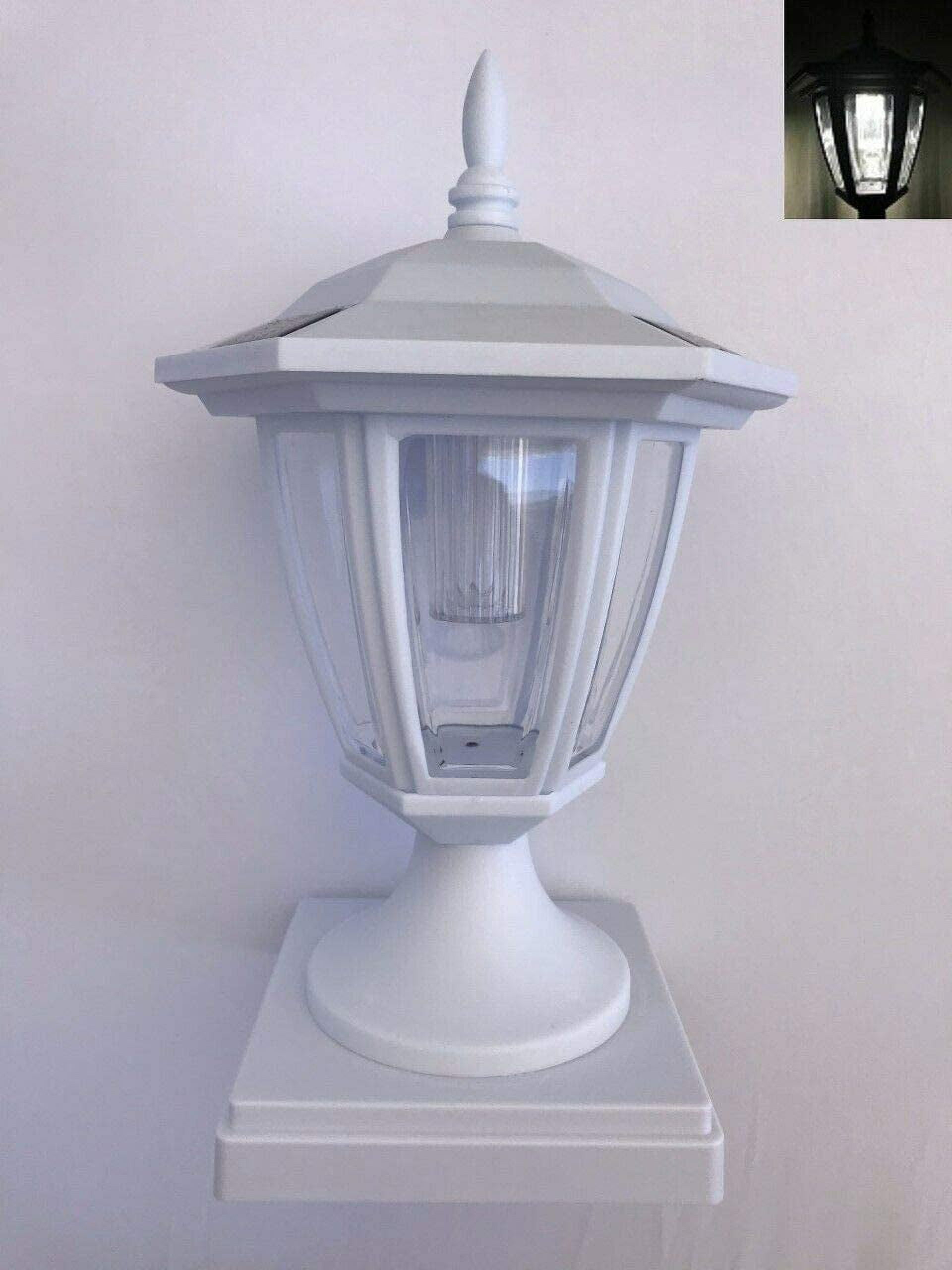 Outdoor Garden Set of 2 Solar White Finish Color Hexagon 5"X5" Fence ...