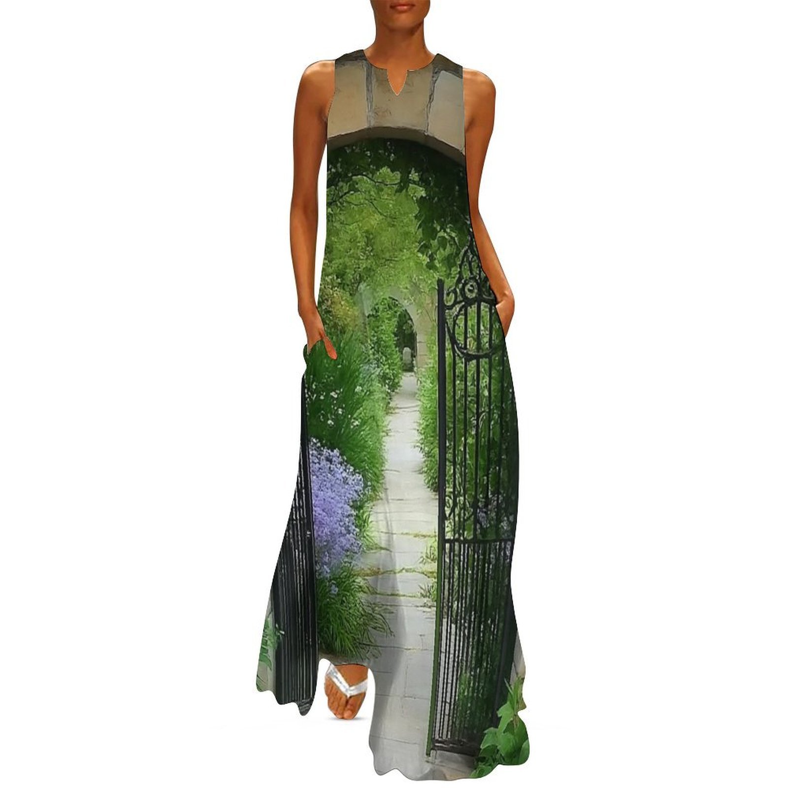 Outdoor Garden Street Floral Landscape Arch Long Dress Women's summer ...