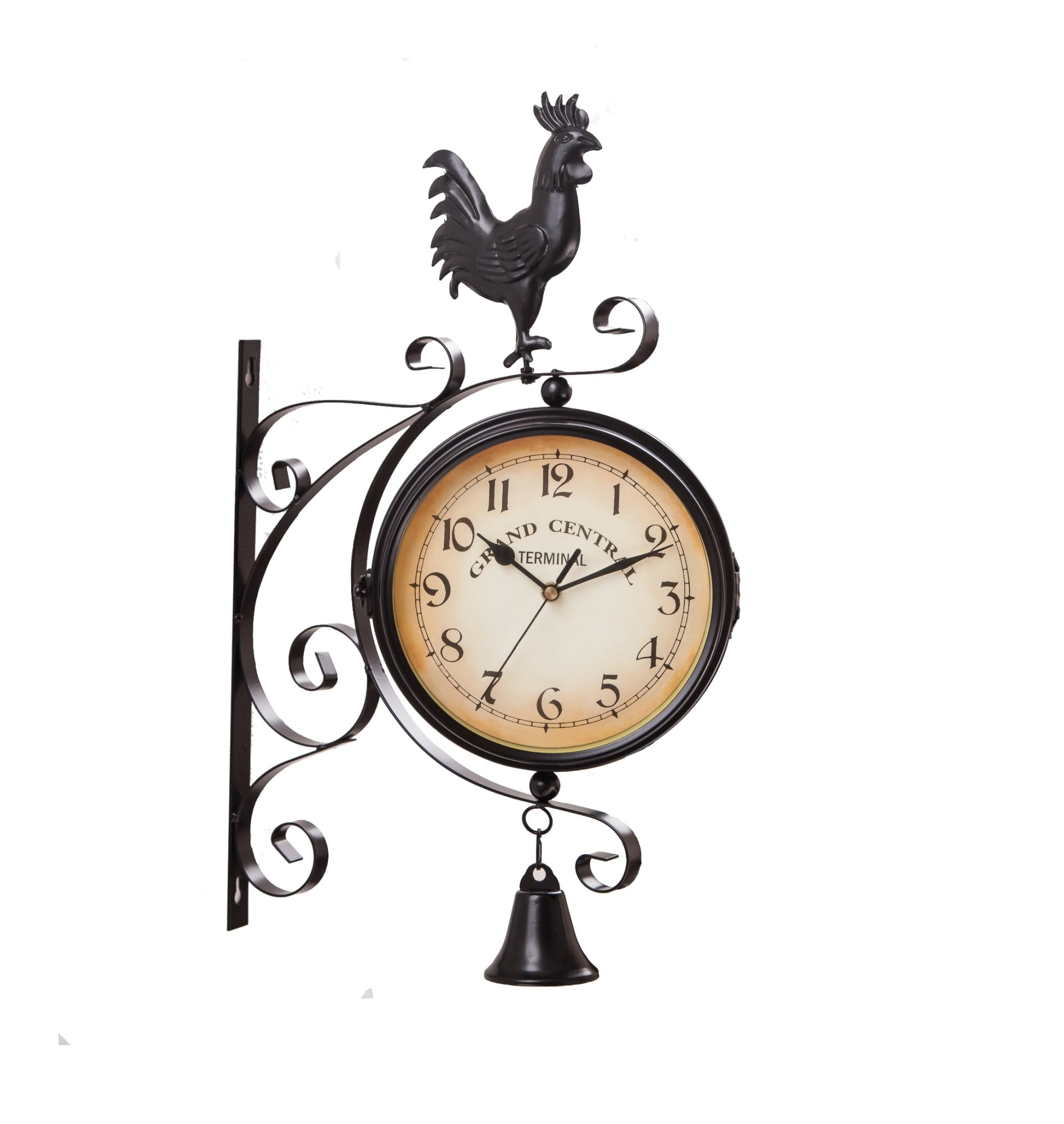 Outdoor Garden Wall Station Clock Double Sided Cockerel Home Decor ...