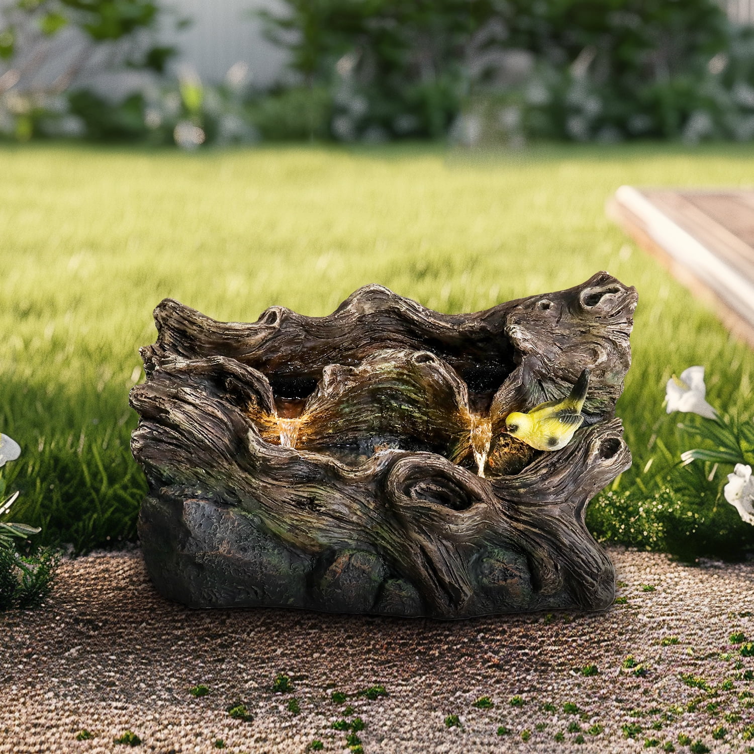 Outdoor Garden Water Fountain - Modern Tree Trunk Waterfalls Fountains ...