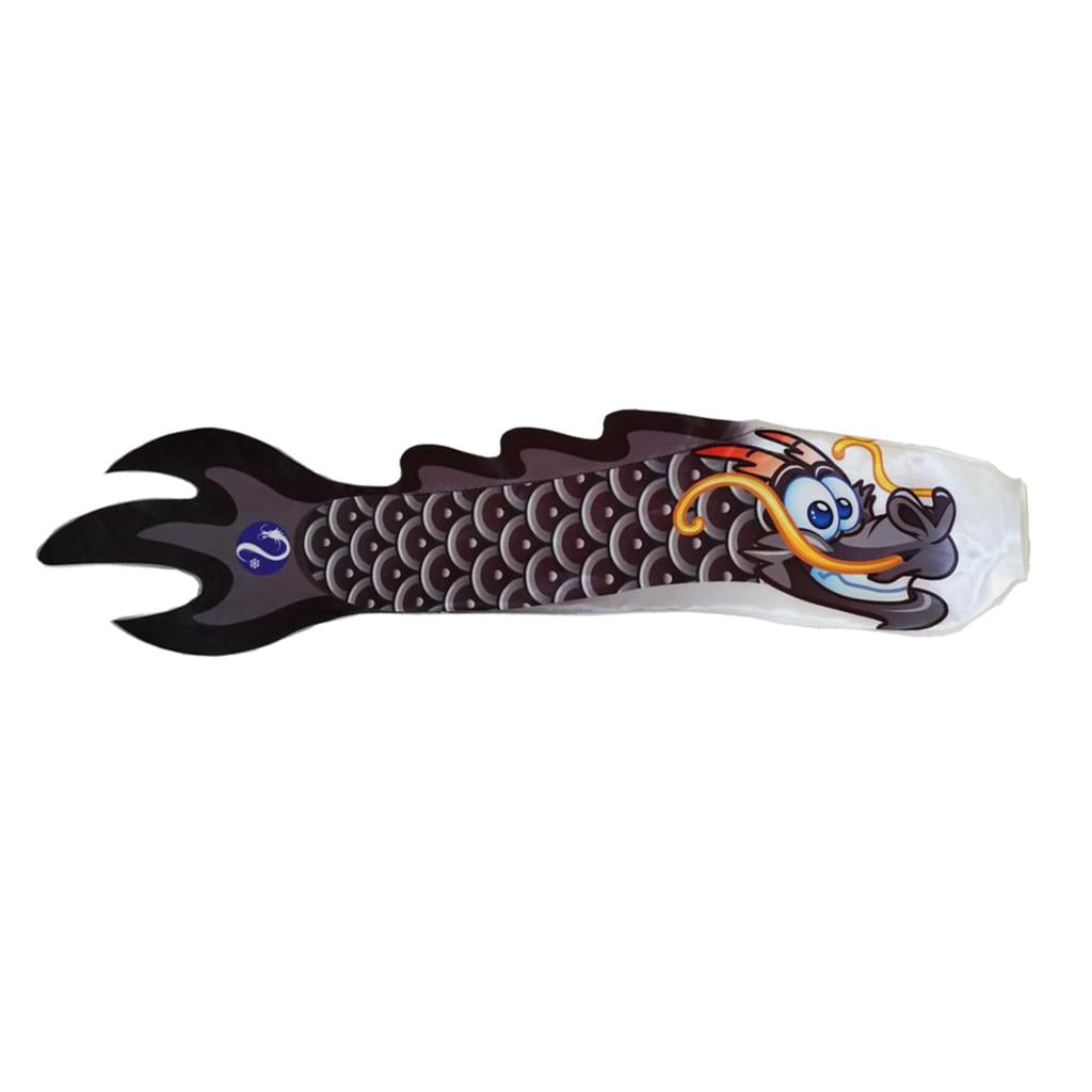 Outdoor Garden Windsock Dragon Carp Streamer Wind Sock Black - Walmart.com