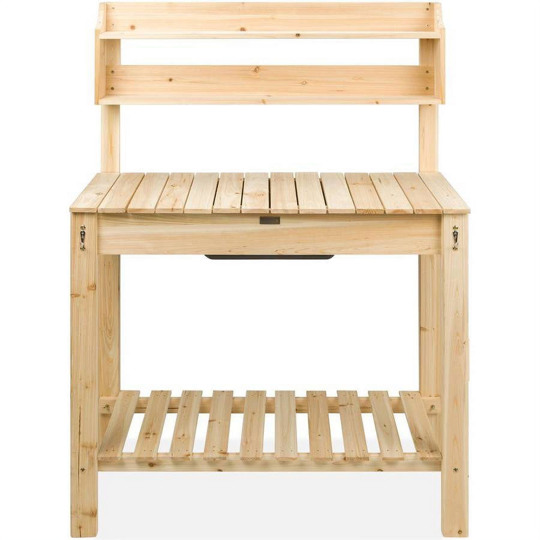 Outdoor Garden Wood Potting Bench Expandable Top with Food Grade ...