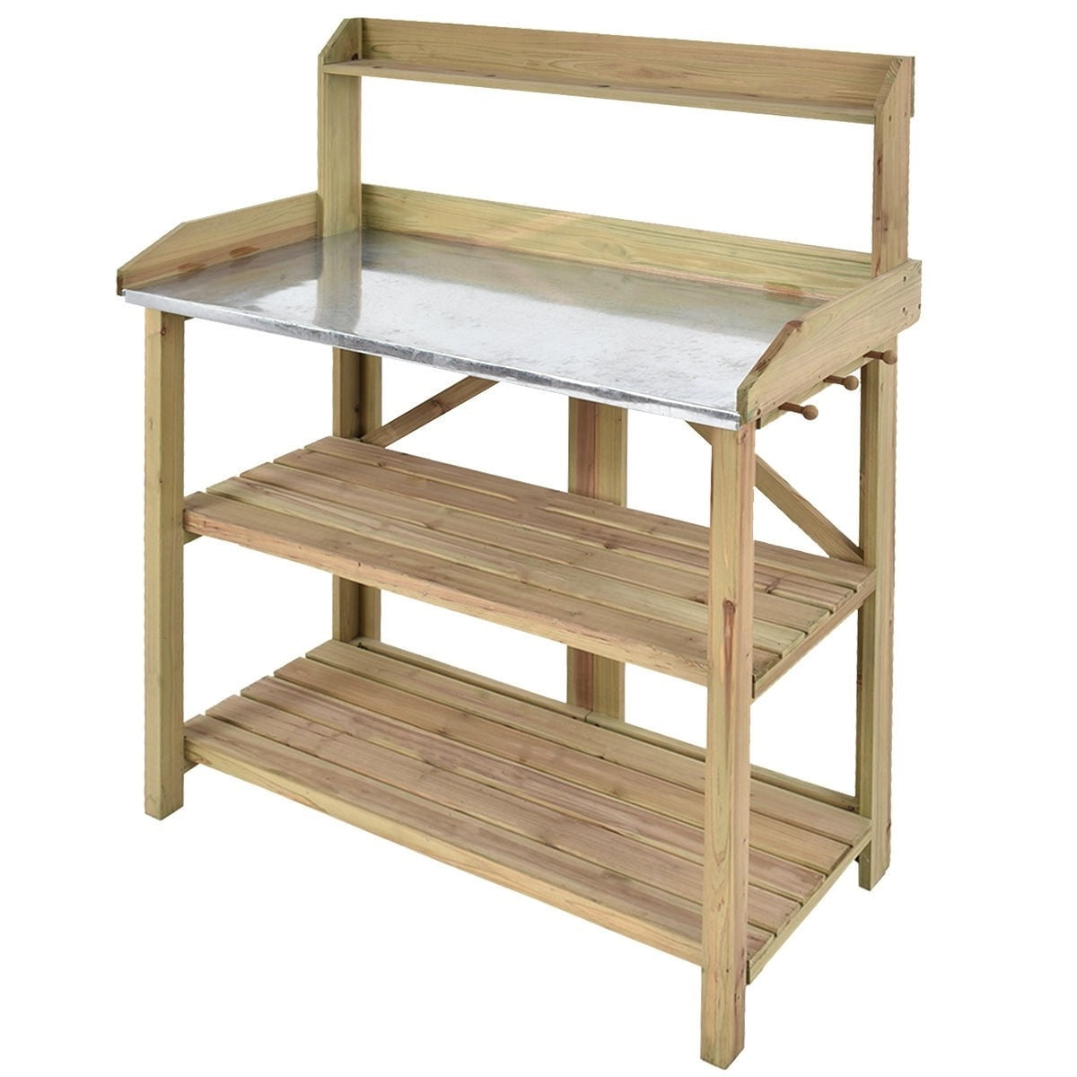 Outdoor Garden Workstation Potting Bench with Metal Top - Walmart.com