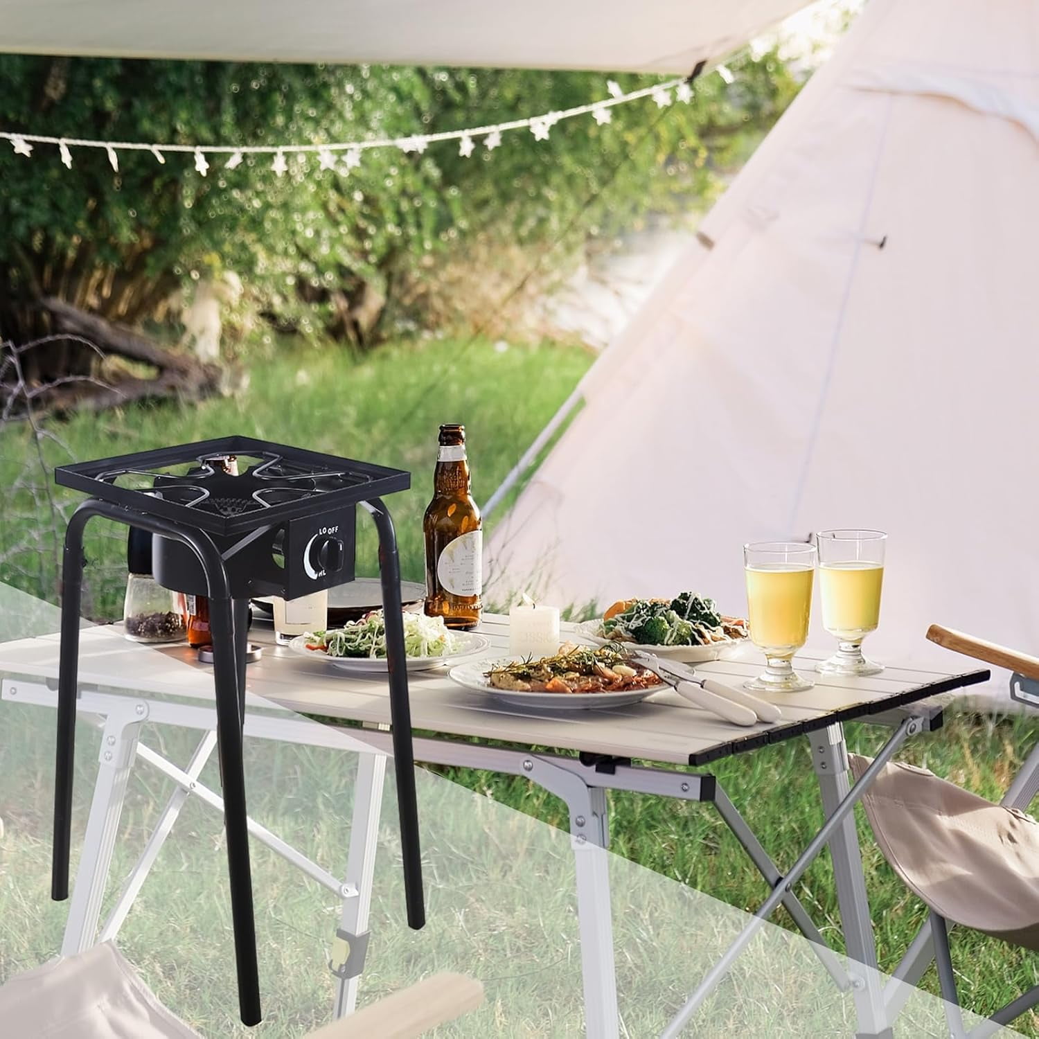 Outdoor Gas Cooker Cast Iron Single Burner Propane Stove 100,000 BTU ...