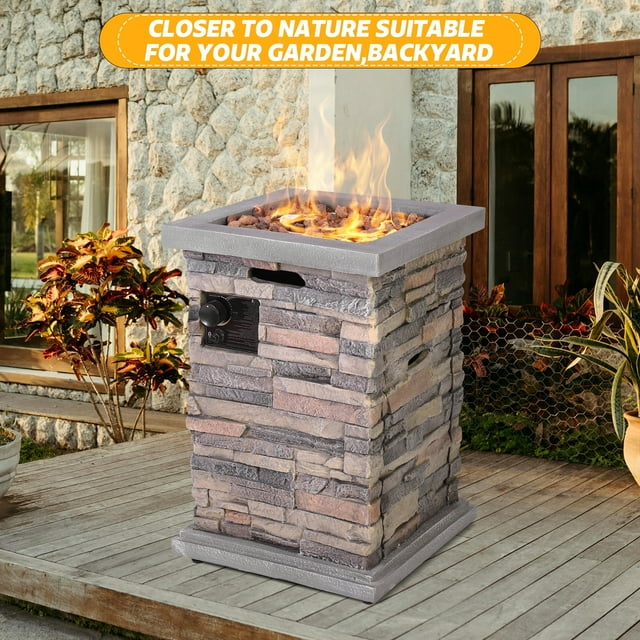 Outdoor Gas Propane Fire Pit Table, 28 inch Square Fire Table, 50000 ...