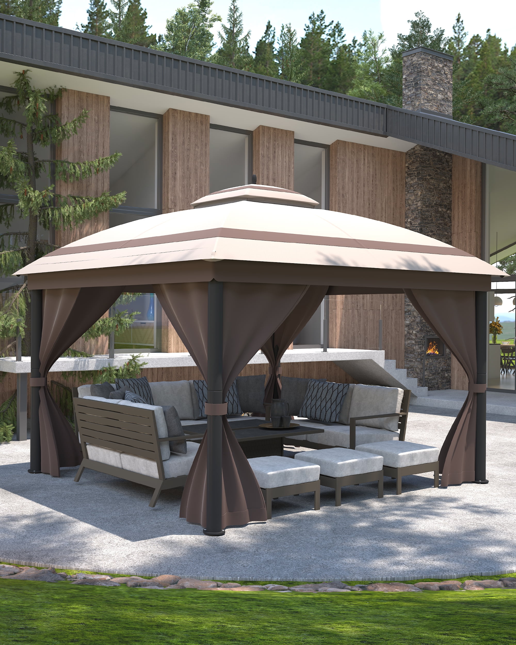 Outdoor Gazebo, Patio Gazebo with Mosquito Netting, 120 Square Feet ...