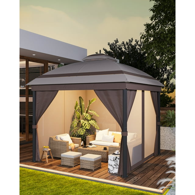 Outdoor Gazebo, Patio Gazebo with Mosquito Netting, 120 Square Feet ...