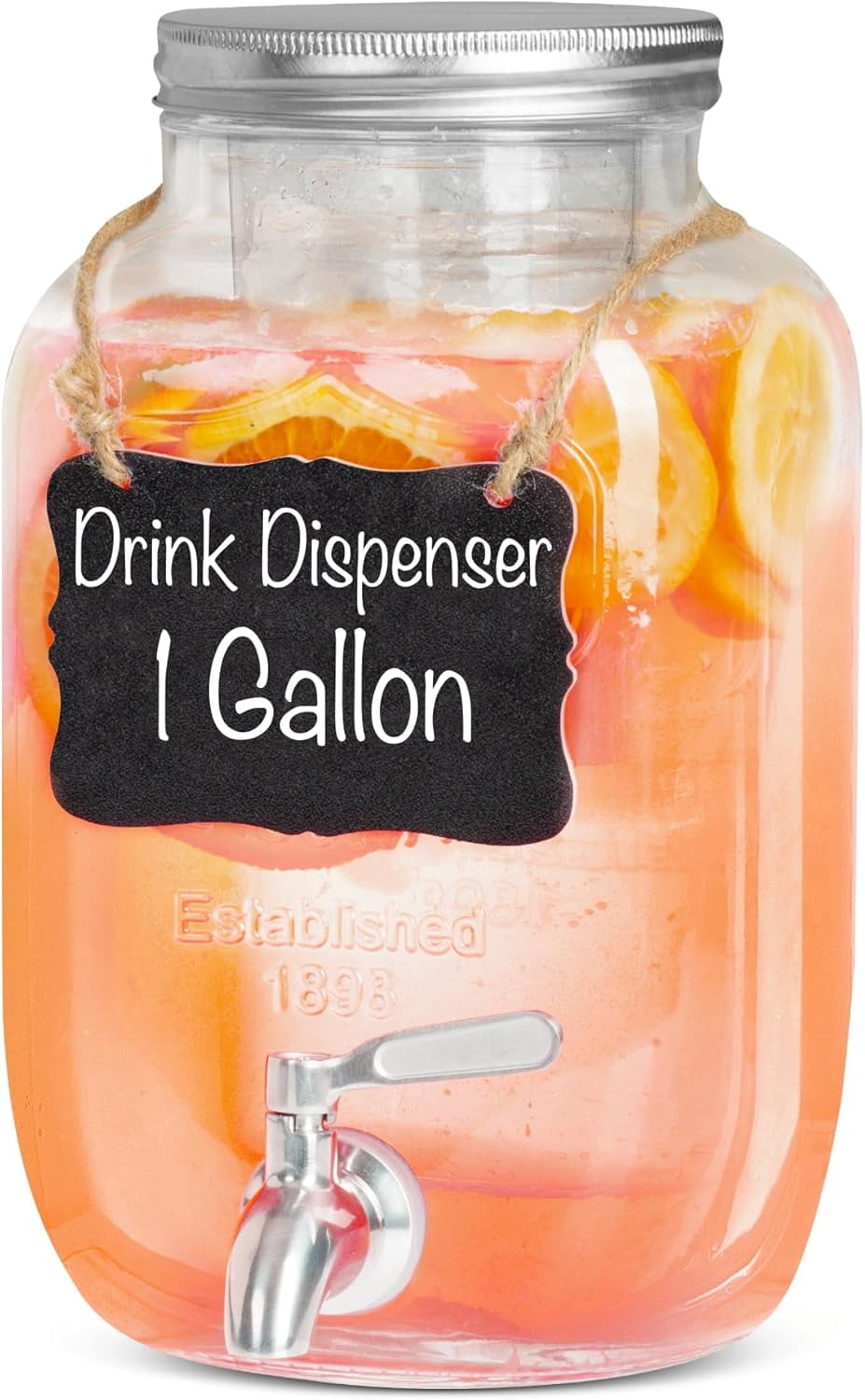 Outdoor Glass Beverage Dispenser with Sturdy Metal Base, Stainless ...