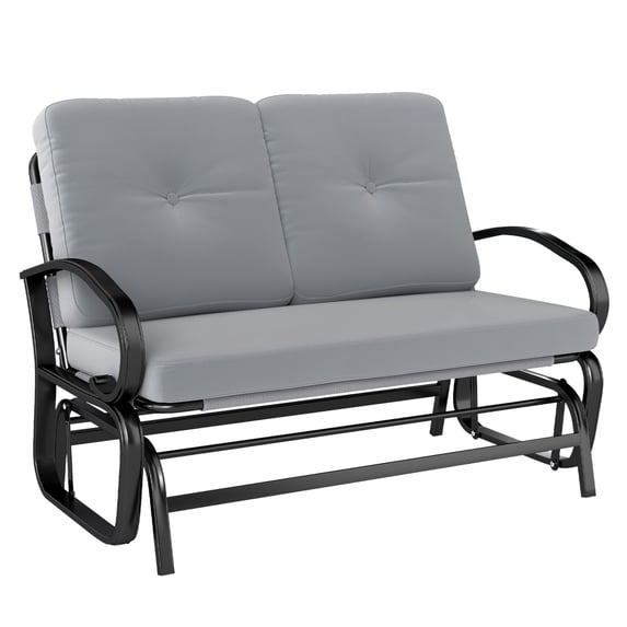 Outdoor Glider Bench - 2 Person Patio Rocker Loveseat - Tufted Cushions ...