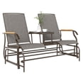 Outdoor Glider Bench 2-Person, Patio Swing Loveseat with Table, Steel ...