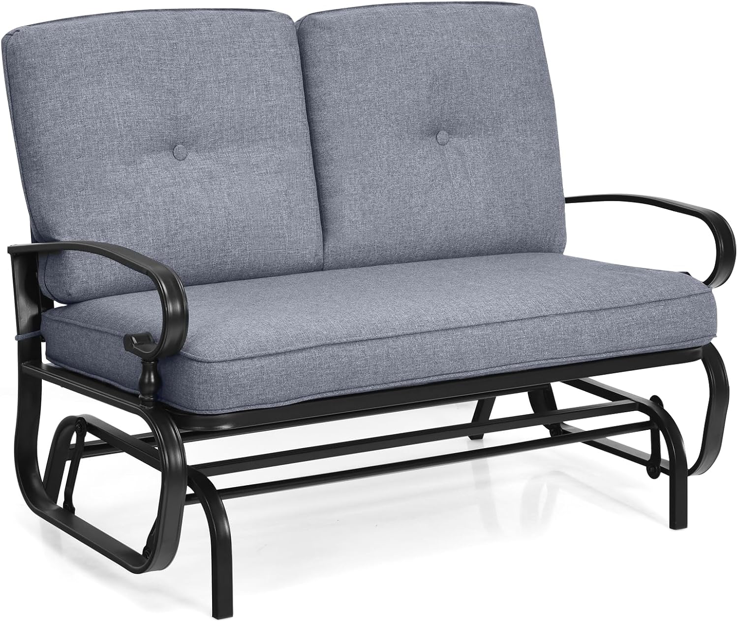 Outdoor Glider Bench, Patio 2 Person Loveseat with Removable Cushion ...