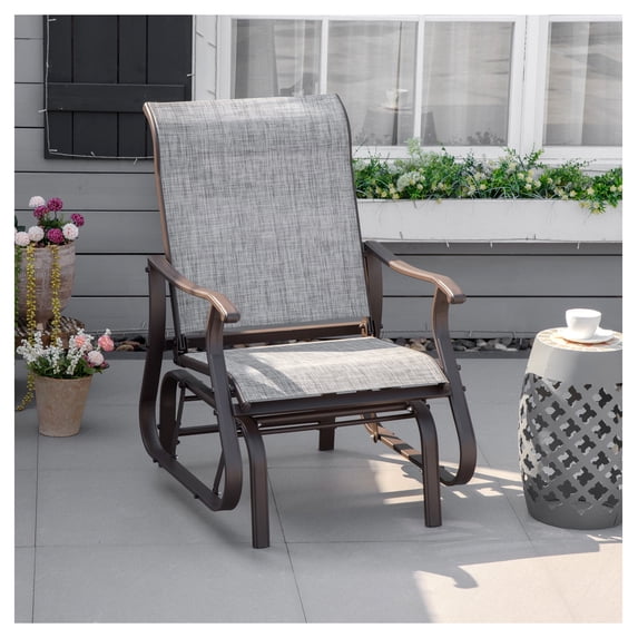Outdoor Glider Chair, Patio Gliders for Outside with Steel Frame, Mesh ...