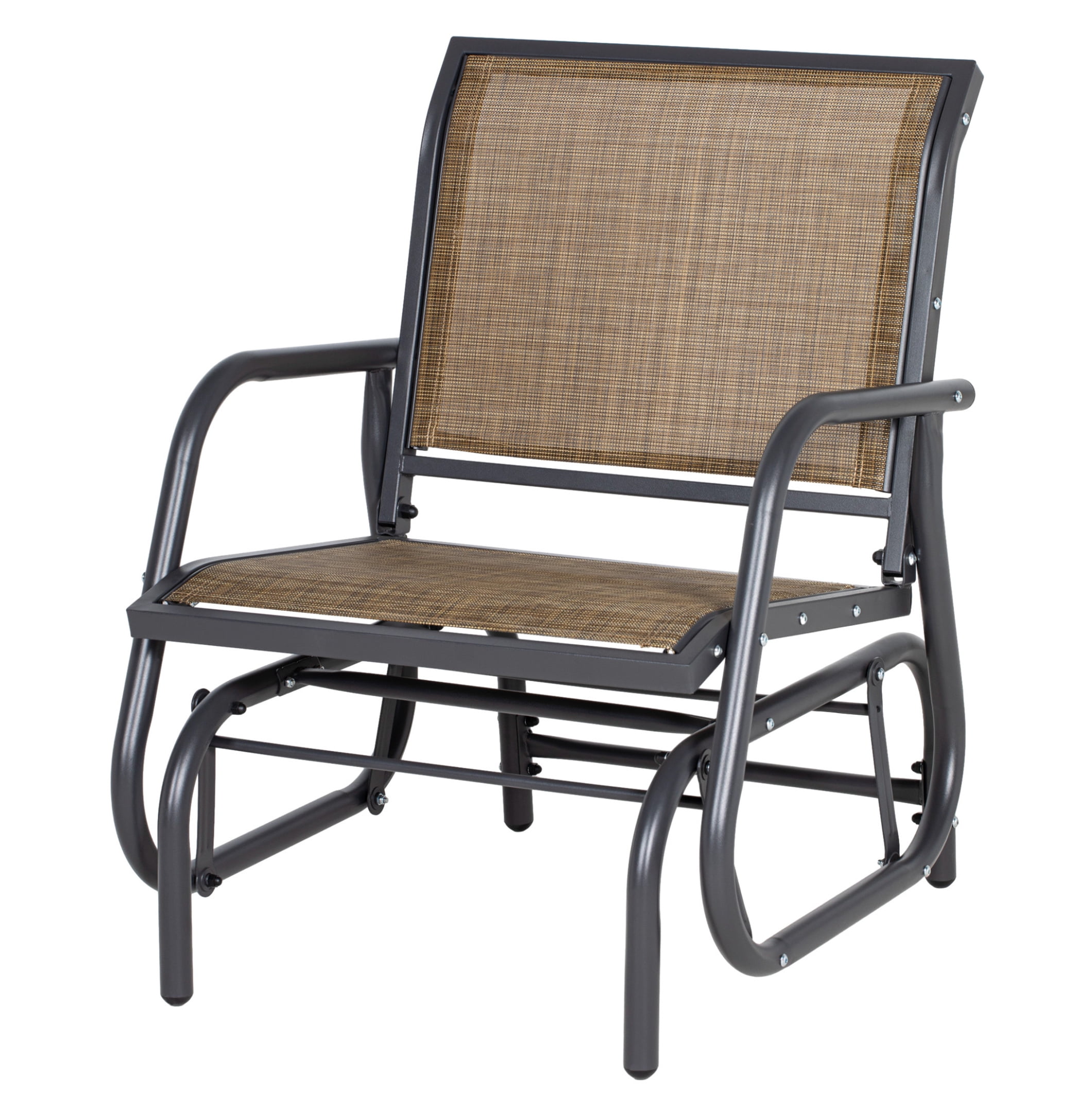 Outdoor Glider Chair, Steel Swing Chai with Curved Armrests for Porch ...