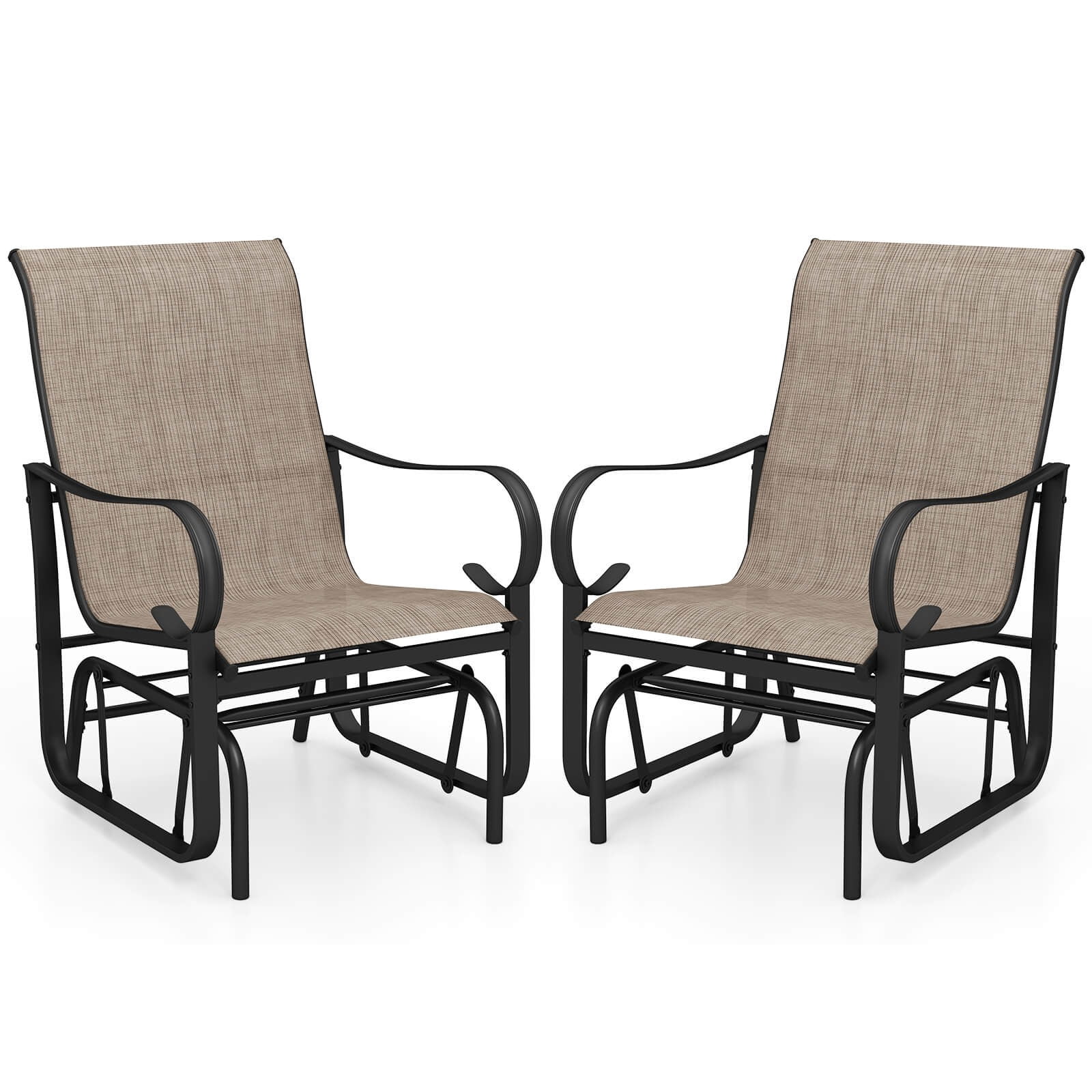 Outdoor Glider Chairs Set of 2 w/High Backrest Mesh Fabric Metal Frame ...