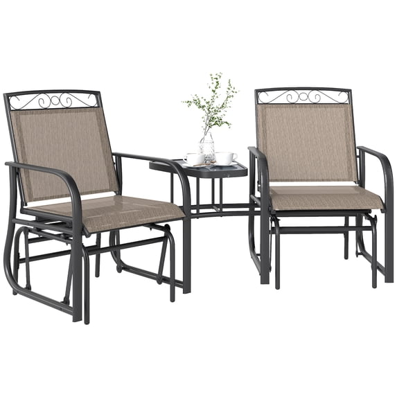Outdoor Glider Chairs with Table - 2 Seat Patio Rocking Swing ...