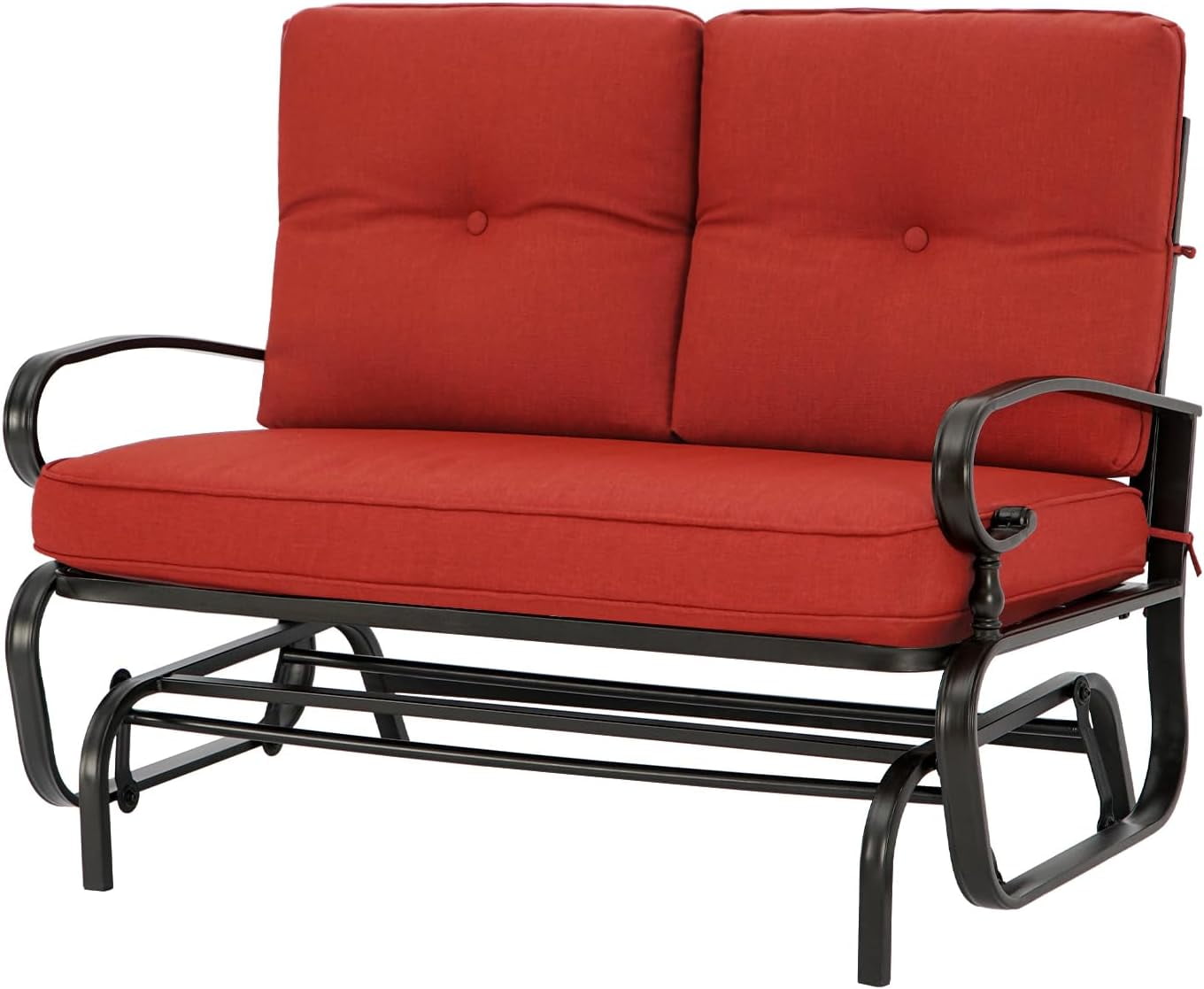 Outdoor Glider Rocking Bench 2 Person Patio Loveseat Steel Frame ...