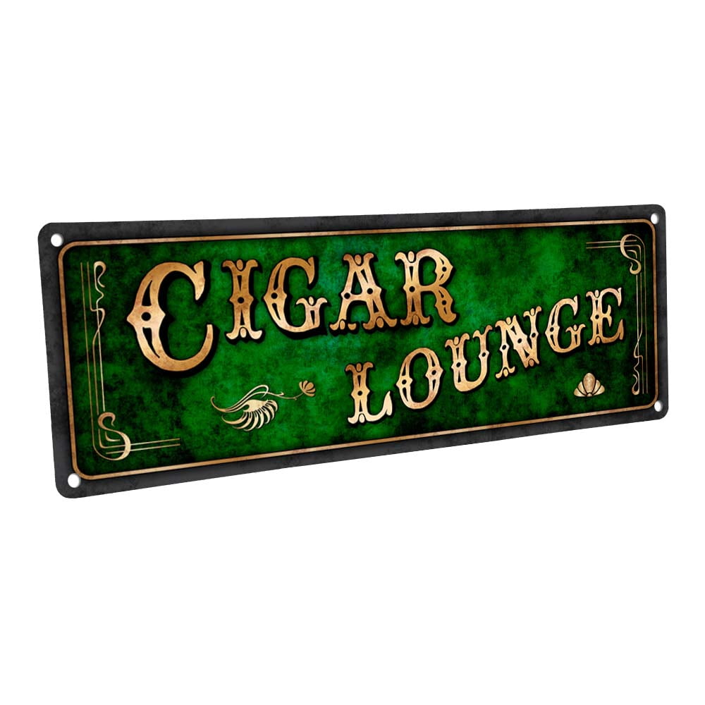 Outdoor Green Cigar Lounge 4"x12" Metal Sign, Wall Décor for Home and ...