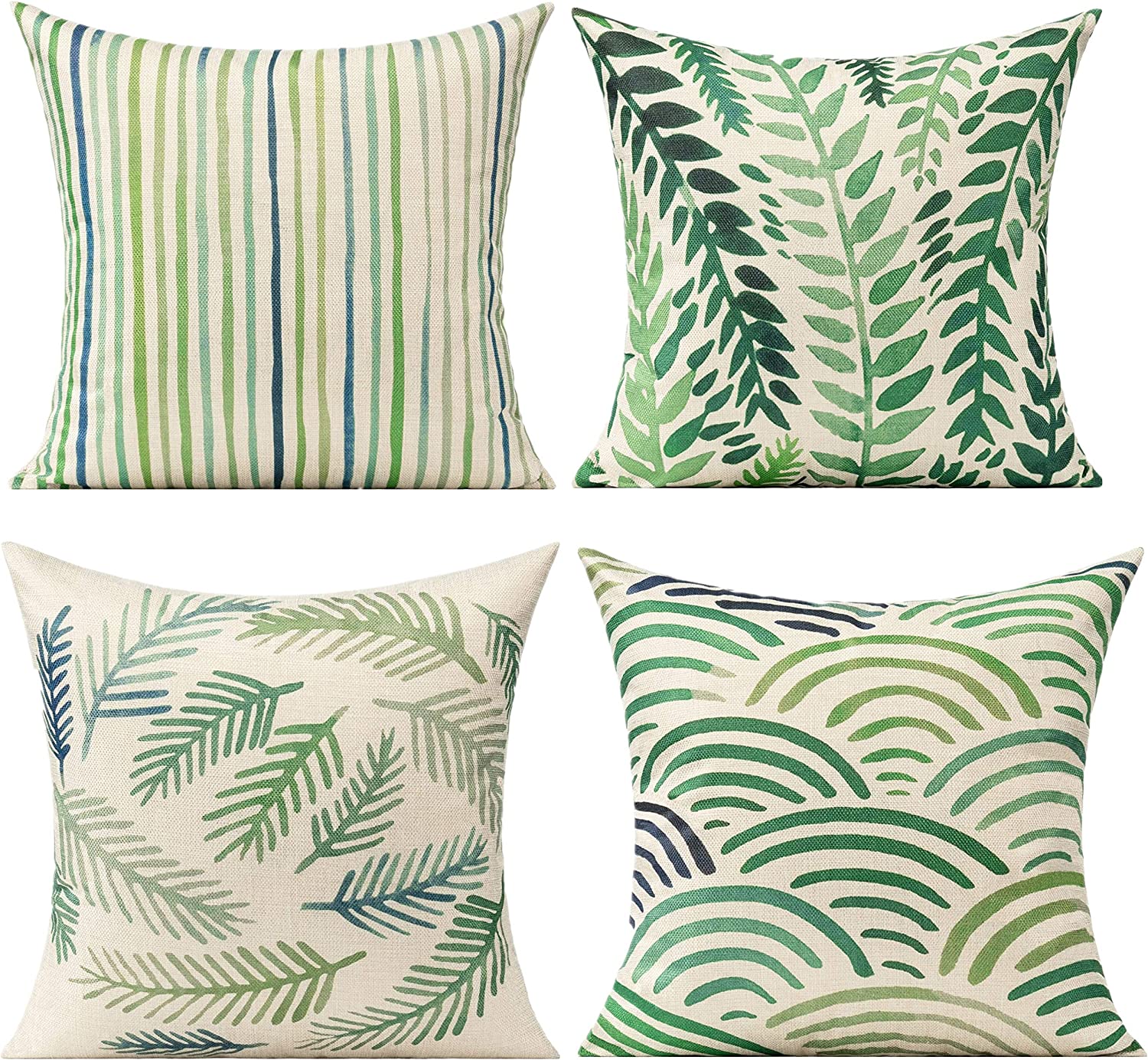 Outdoor Green Leaves Plant Throw Pillow Covers Cases Decorative ...