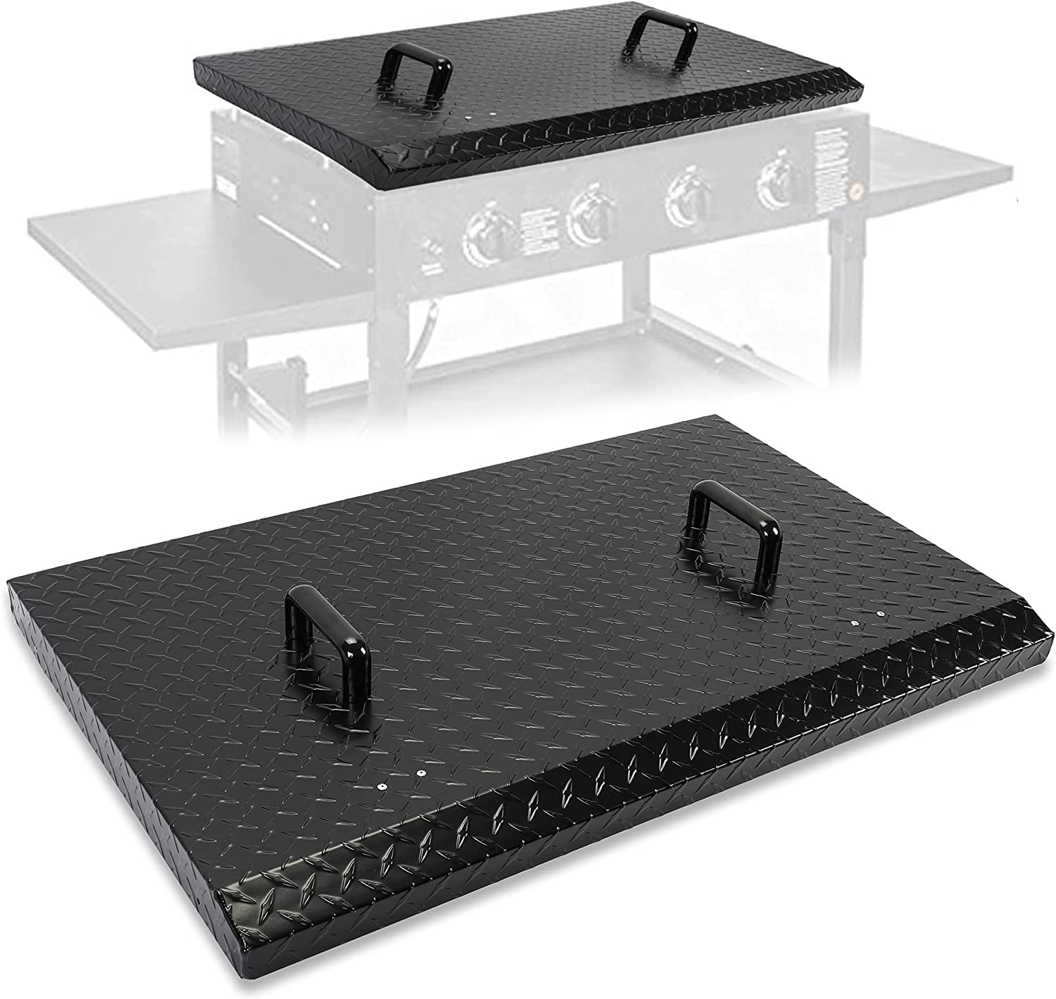 Outdoor Griddle Grill Hard Cover Lid with Handle Waterproof Aluminum ...