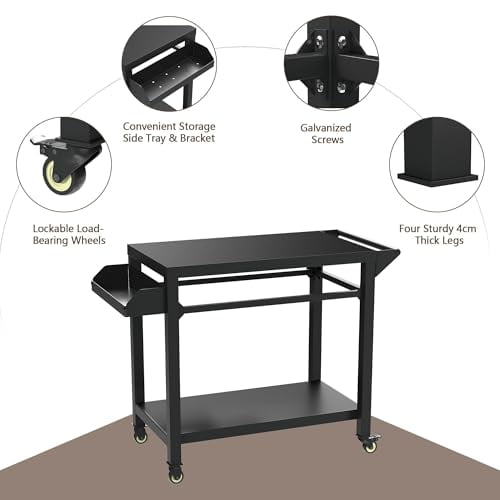 Outdoor Grill Cart, BBQ Cart with Grill Cover, Grill Carts Outdoor with ...