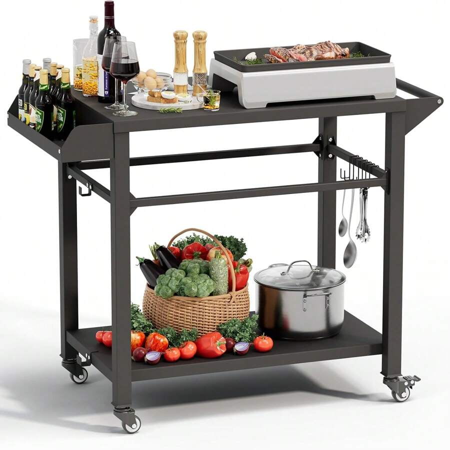 Outdoor Grill Cart Dining Cart Rolling Kitchen Storage Island, Movable ...