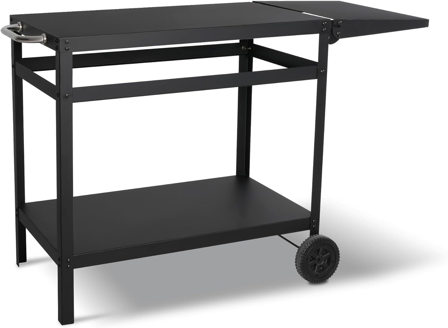 Outdoor Grill Cart with Double-Shelf & Foldable Side Table - Movable ...