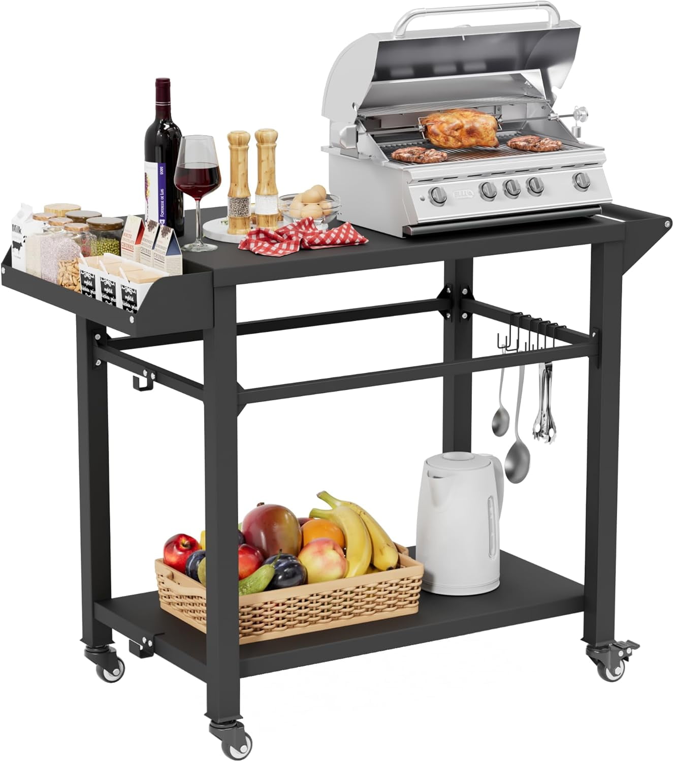 Outdoor Grill Cart for Griddle & Pizza Oven, 41" L x 20" W BBQ Prep ...