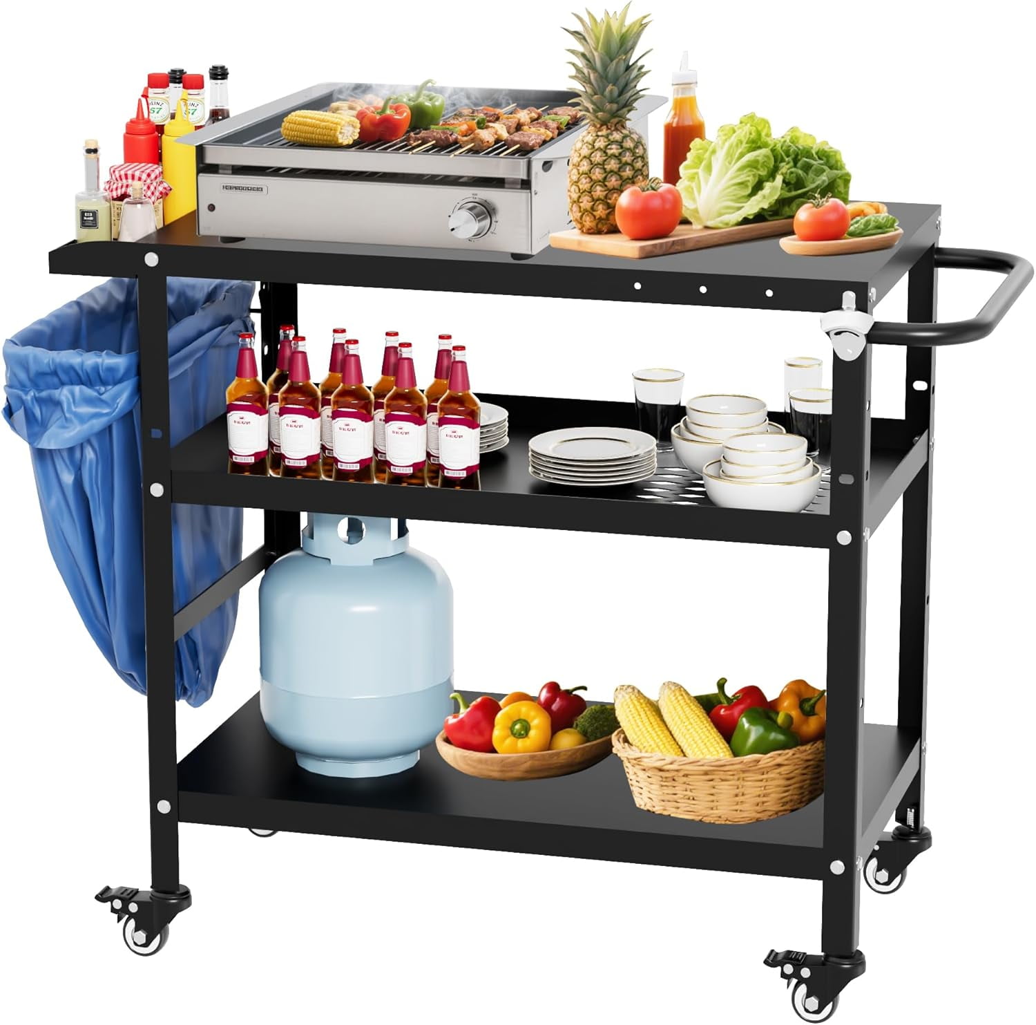 Outdoor Grill Cart, Grill Tables for Outside, Grill Carts Outdoor with ...