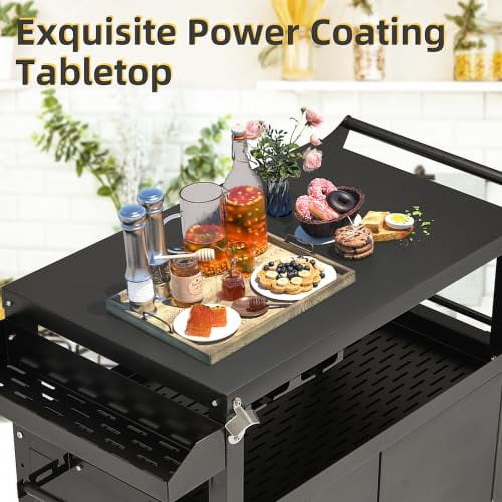 Outdoor Grill Cart Kitchen Storage Cabinets Island with Wheels Kitchen ...