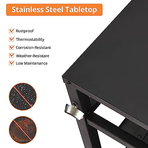 Outdoor Grill Cart, Pizza Oven Stand Dining Cart Table with Double ...