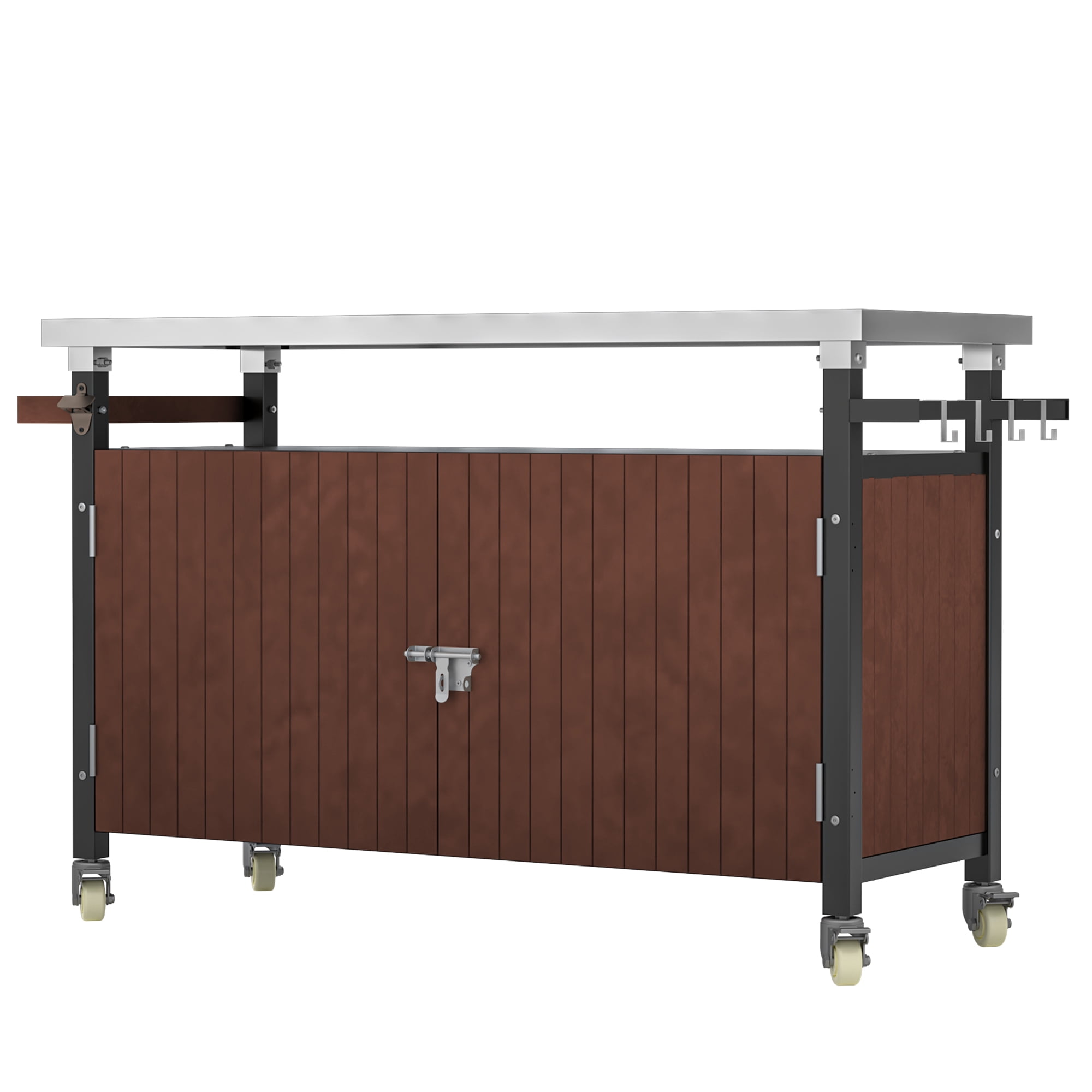 Outdoor Grill Cart with Stainless Steel Tabletop, Patio Kitchen Island ...