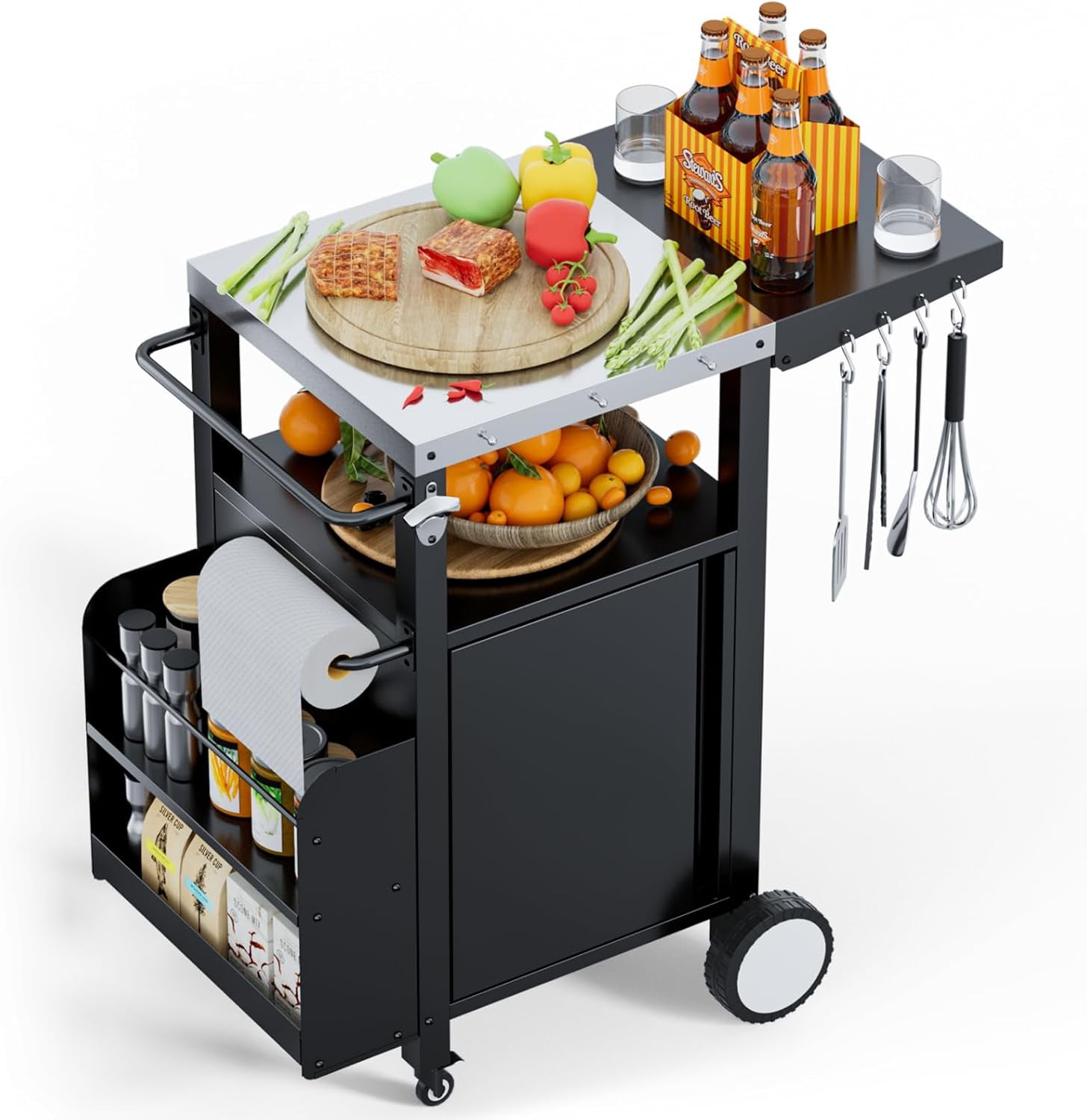 Outdoor Grill Cart with Storage,Movable Modular BBQ Cart,Waterproof ...