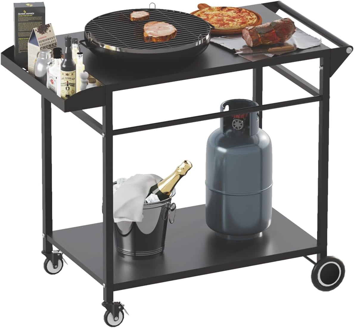 Outdoor Grill Cart Table with 4 Wheels for Blackstone 17" or 22 ...