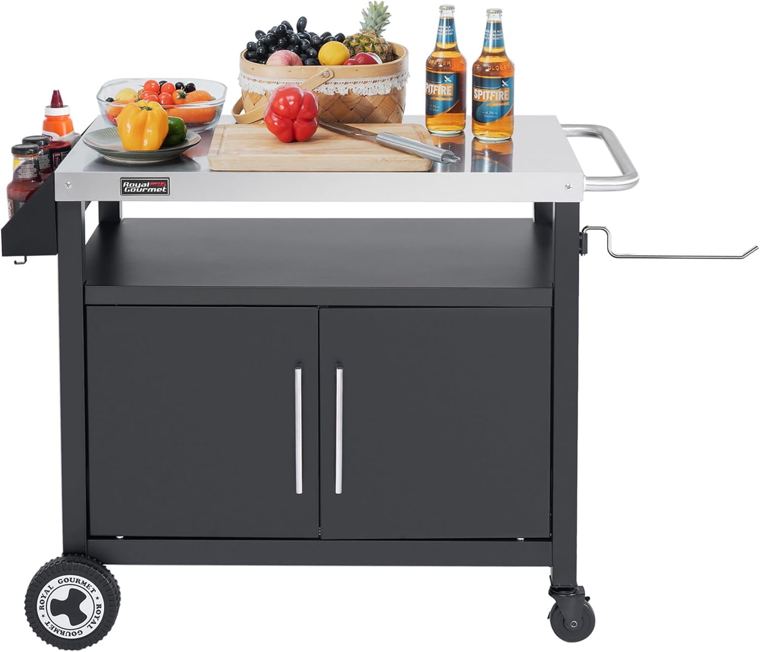 Outdoor Grill Cart with Wheels Movable Kitchen Island with Storage ...