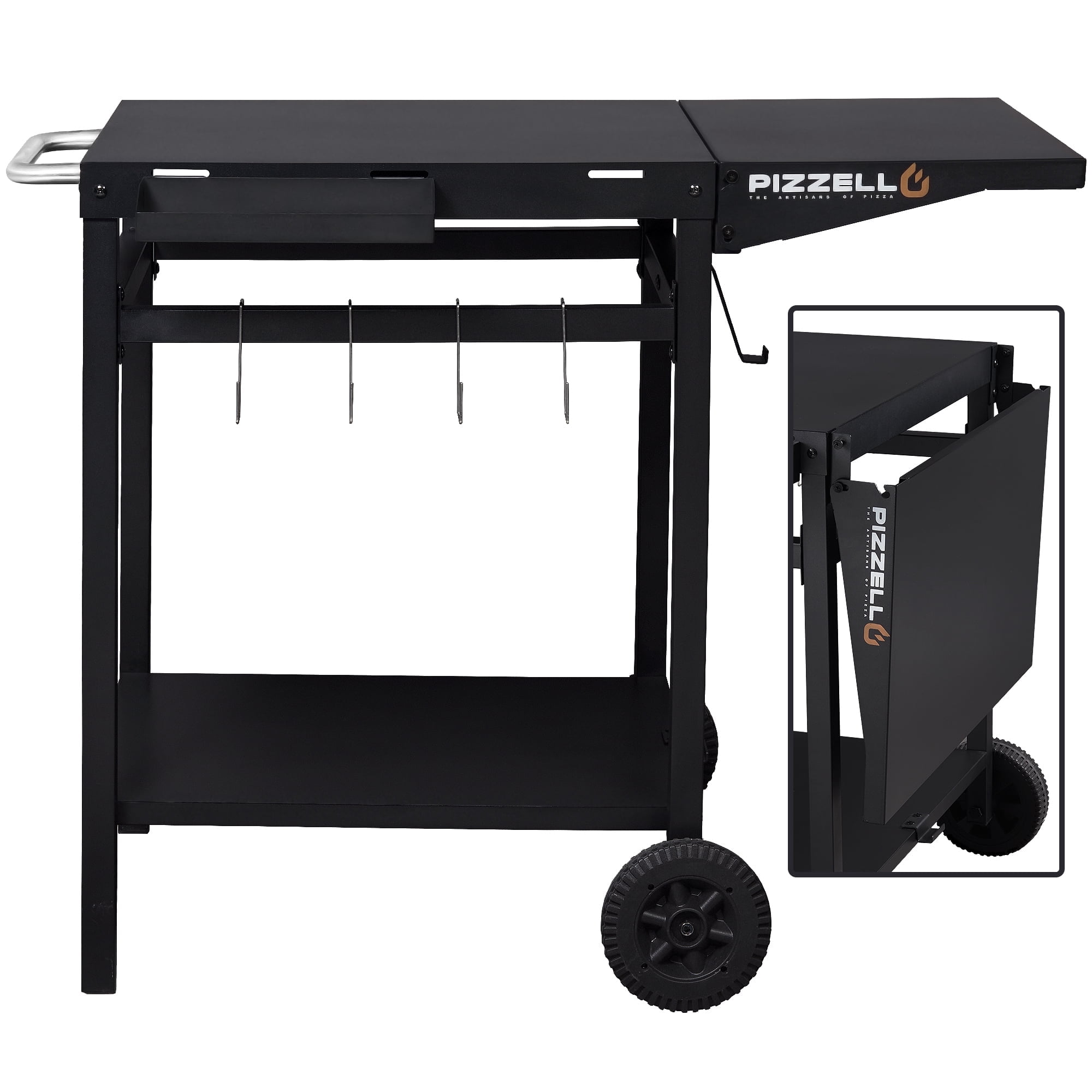 Pizzello BBQ Grill Cart: Pizza Oven Stand, Prep Table, Storage & Wheels ...