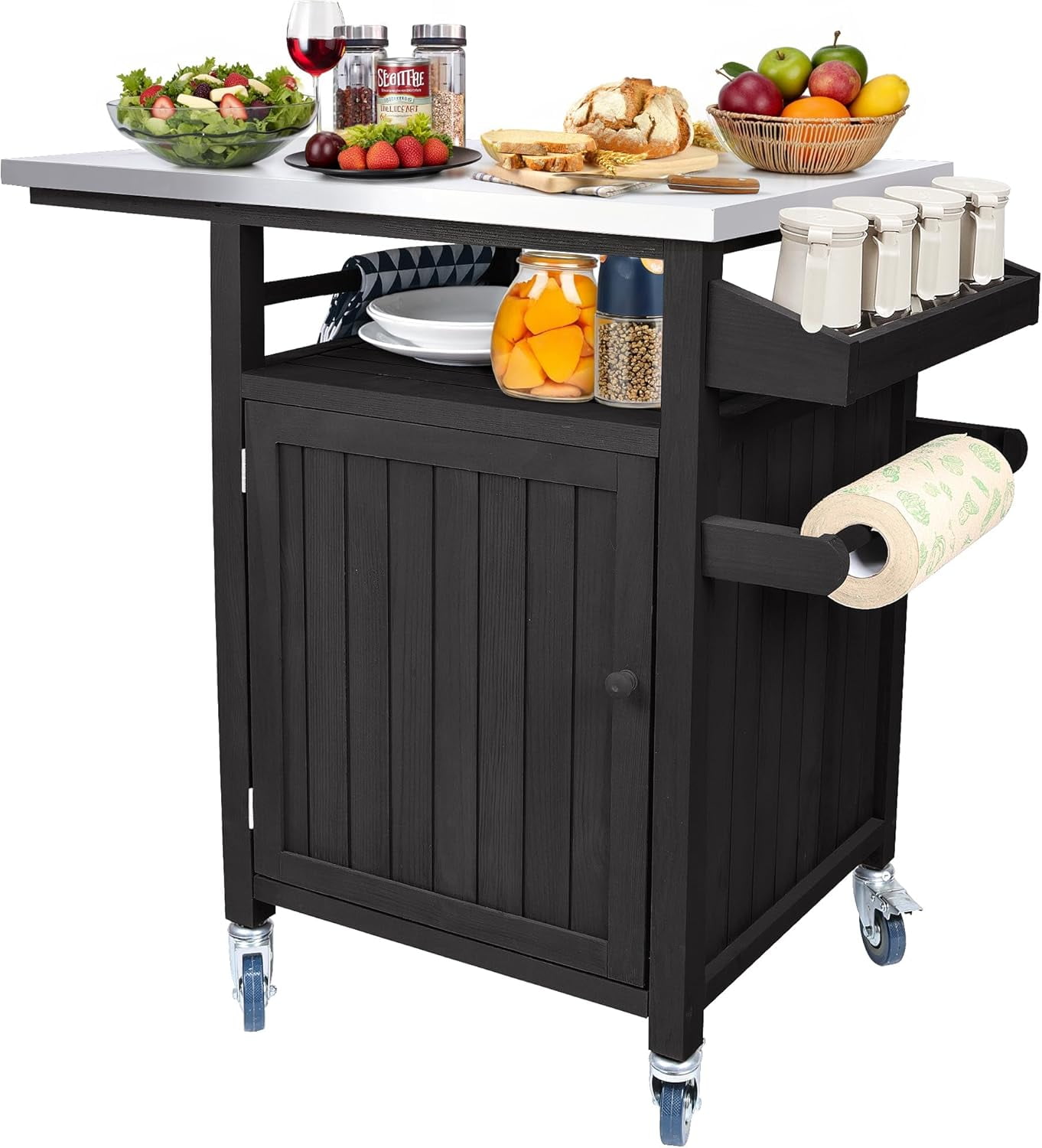 Outdoor Grill Table, Solid Wood Grill Cart with Storage, Outdoor Prep ...