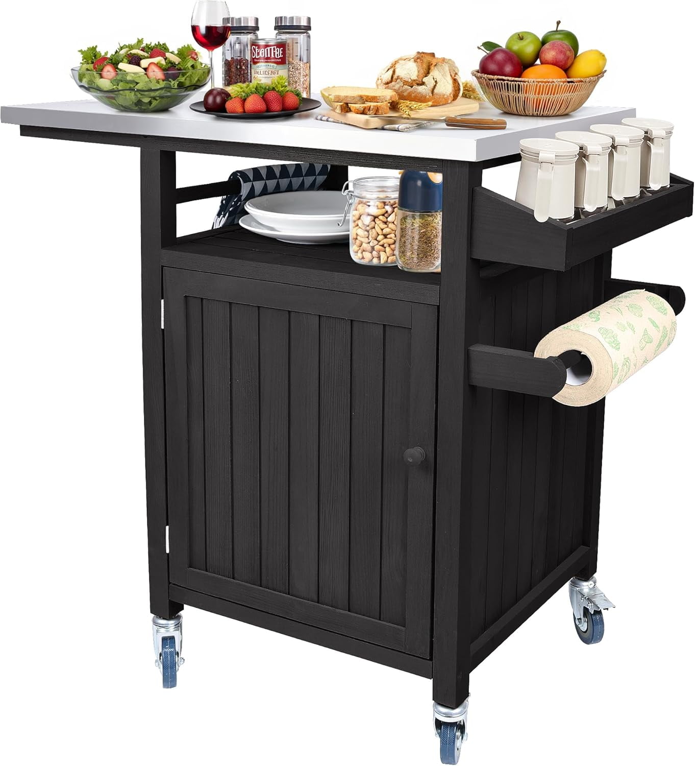 Outdoor Grill Table, Solid Wood Grill Cart with Storage, Outdoor Prep ...