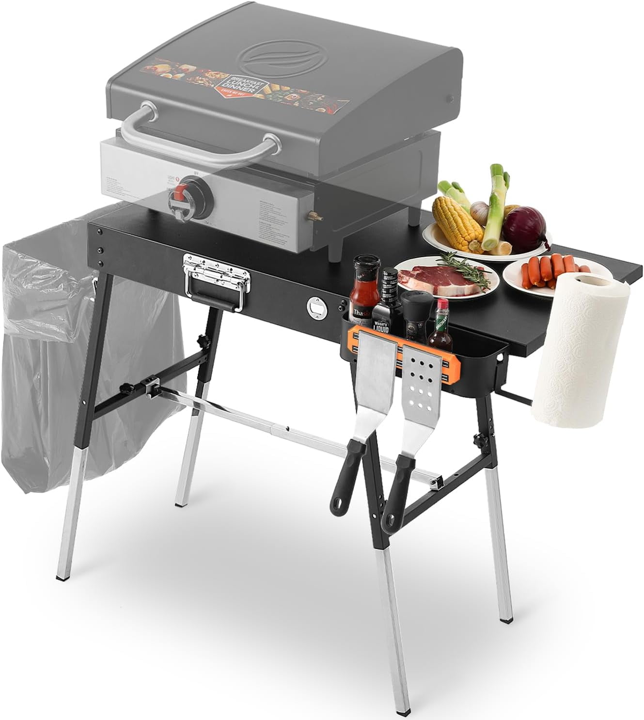 Outdoor Grill Tables, Blackstone Griddle Stand with Trash Holder - Compatible with 17" or 22 ...