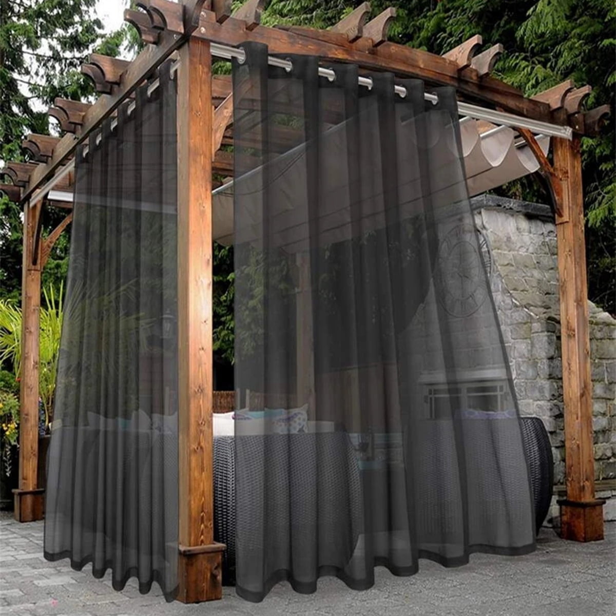 Outdoor Grommet Sheer Curtains, Light-Filtering & Breathable, Fade ...