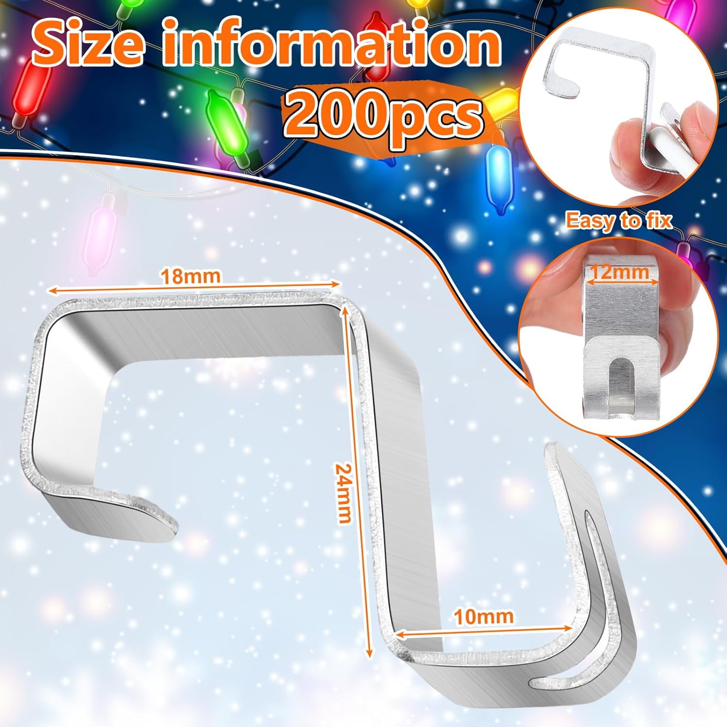 Outdoor Gutter Clips 200 Count, Aluminum Weatherproof Holiday Light ...