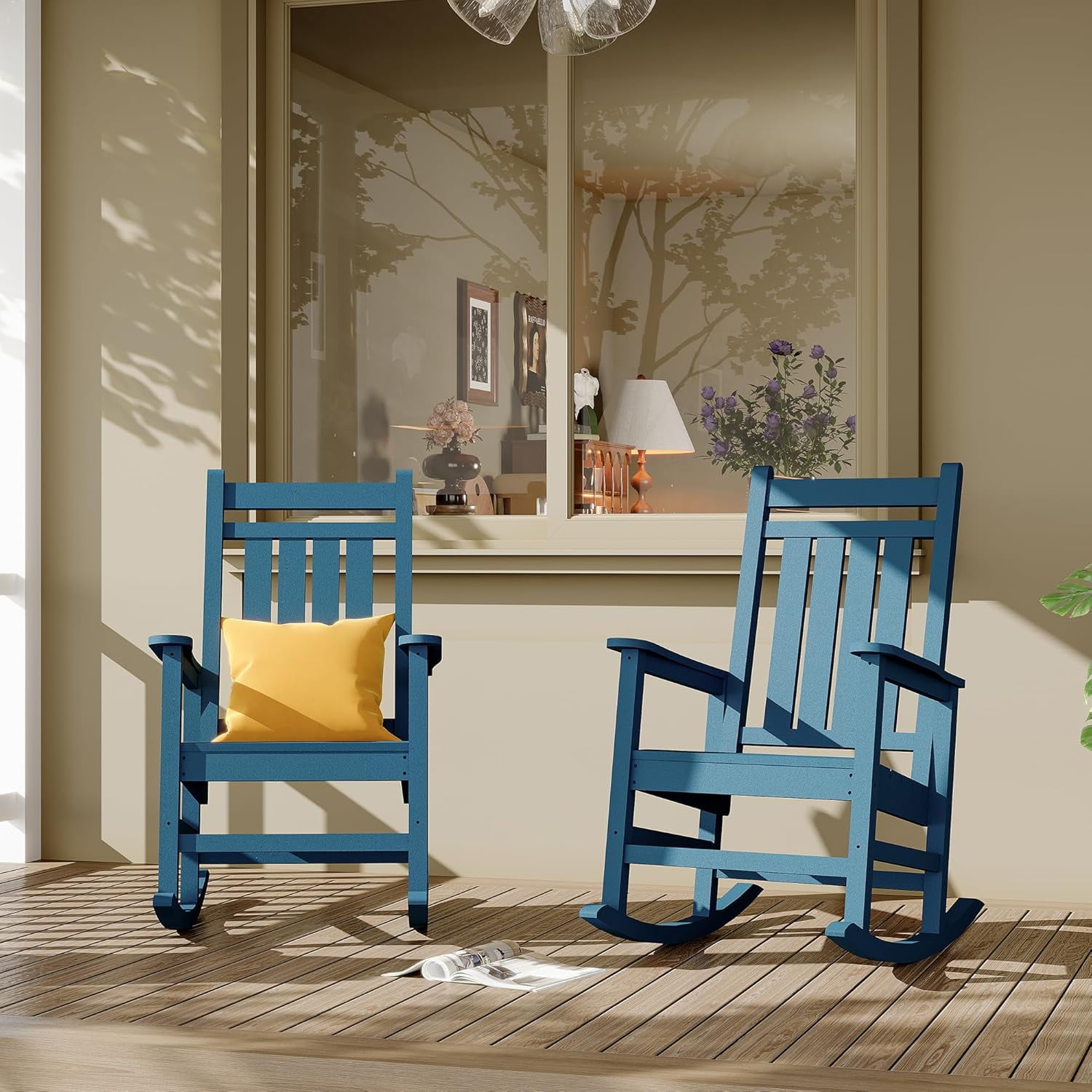 Outdoor HDPE Rocking Chairs Set of 2, HDPE Oversized Patio Rocking ...
