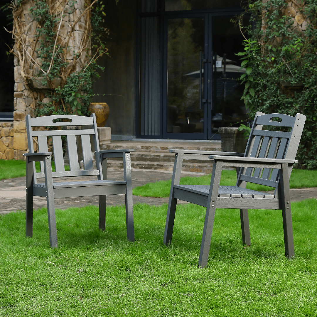 HDPE Outdoor Terrace Dining Chair Set, Low Maintenance Adirondack ...