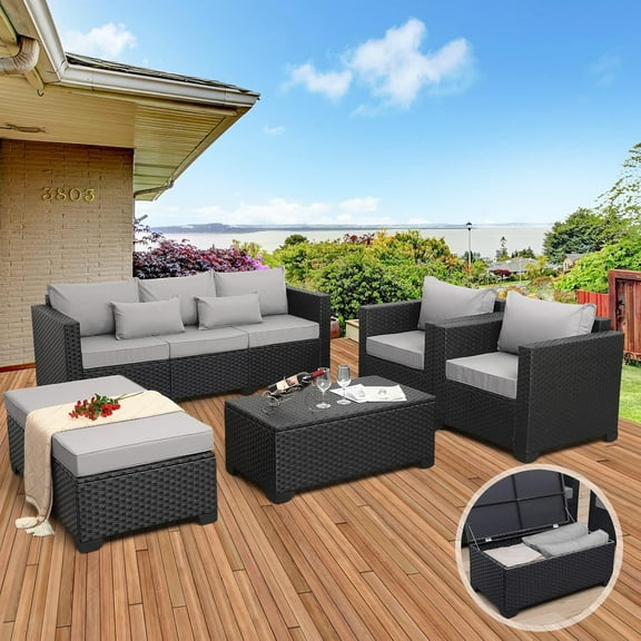 Durable Steel Frame & Weather - Resistant Wicker - Outdoor Patio ...