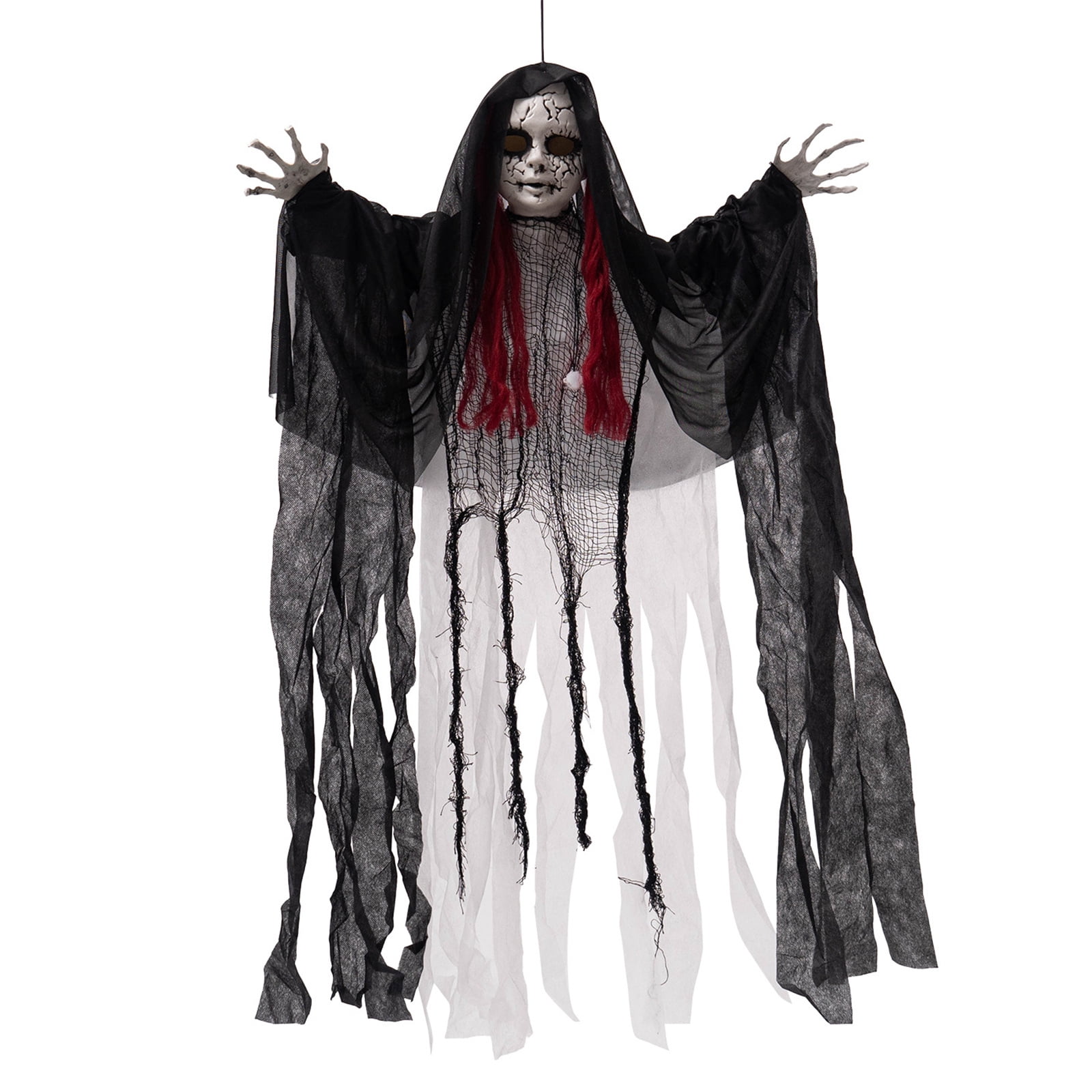 Outdoor Halloween Animatronics Decoration,40" Scary Hanging Ghost Doll ...