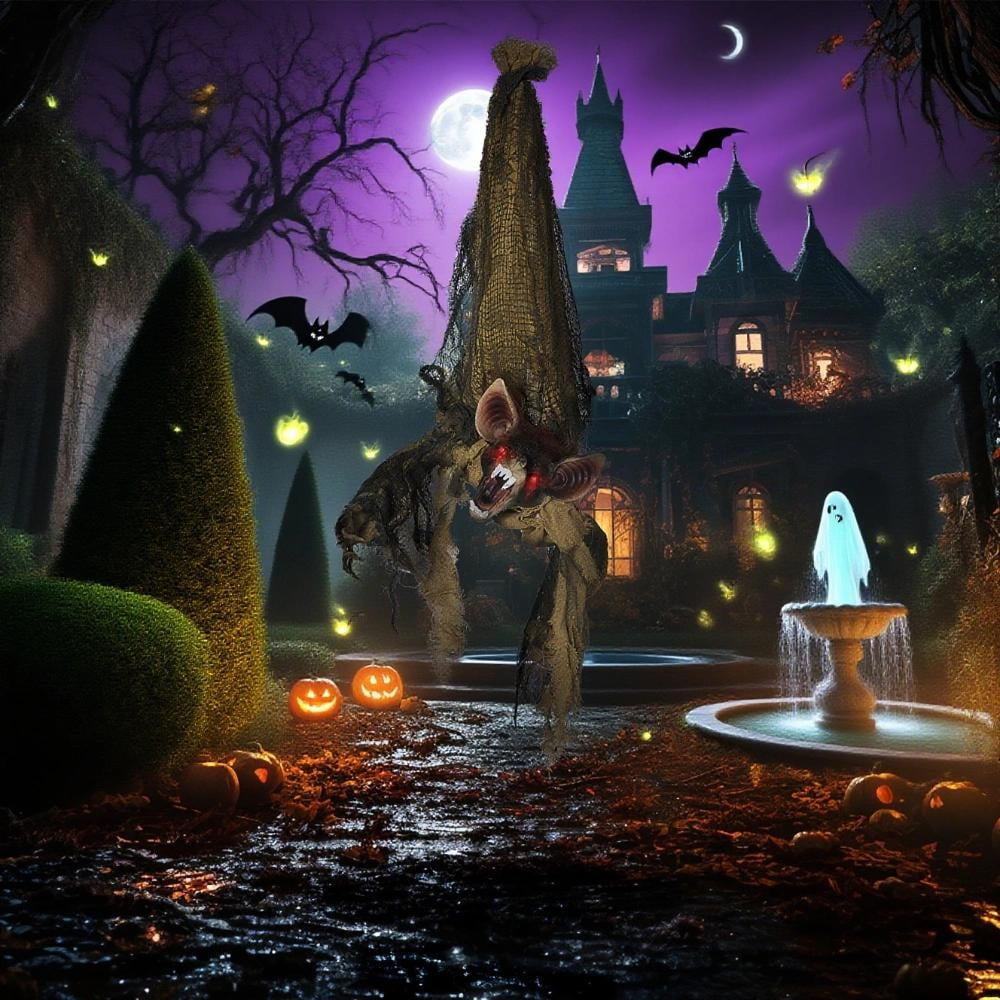 Outdoor Halloween Decorations Hanging Bat Opening Month, Animated Prop ...