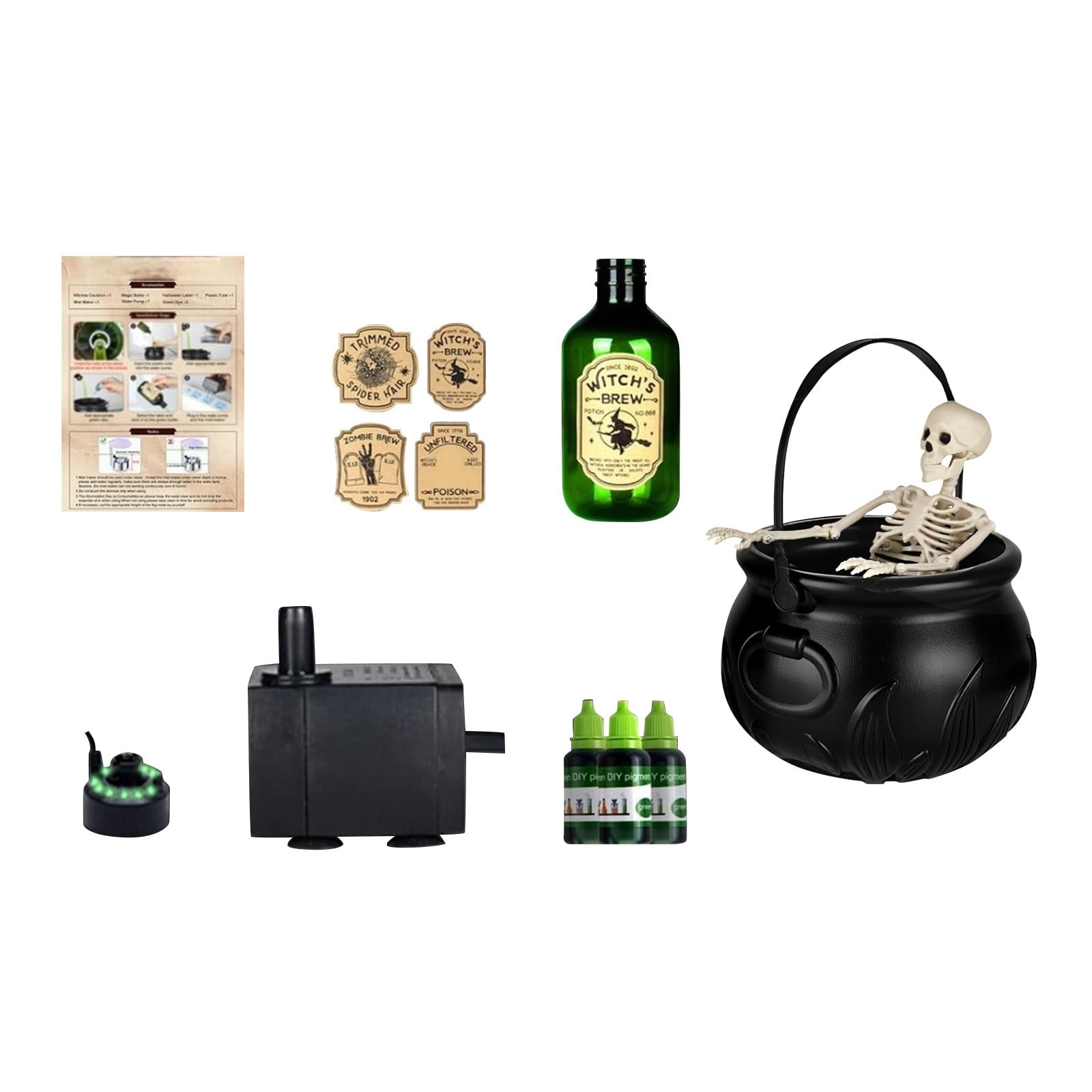 Outdoor Halloween Decorations - Witch's Cauldron With Magical Bottles ...