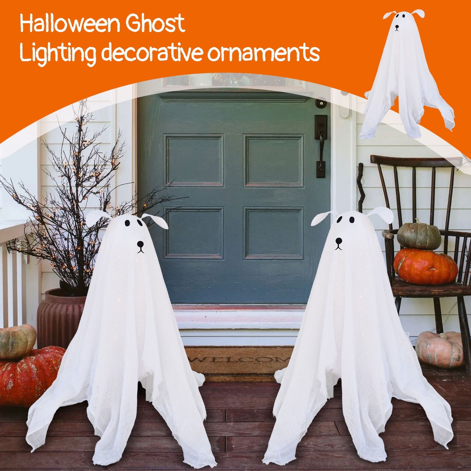 Outdoor Halloween Extendable Lit Ghost Collection White Light Outdoor ...