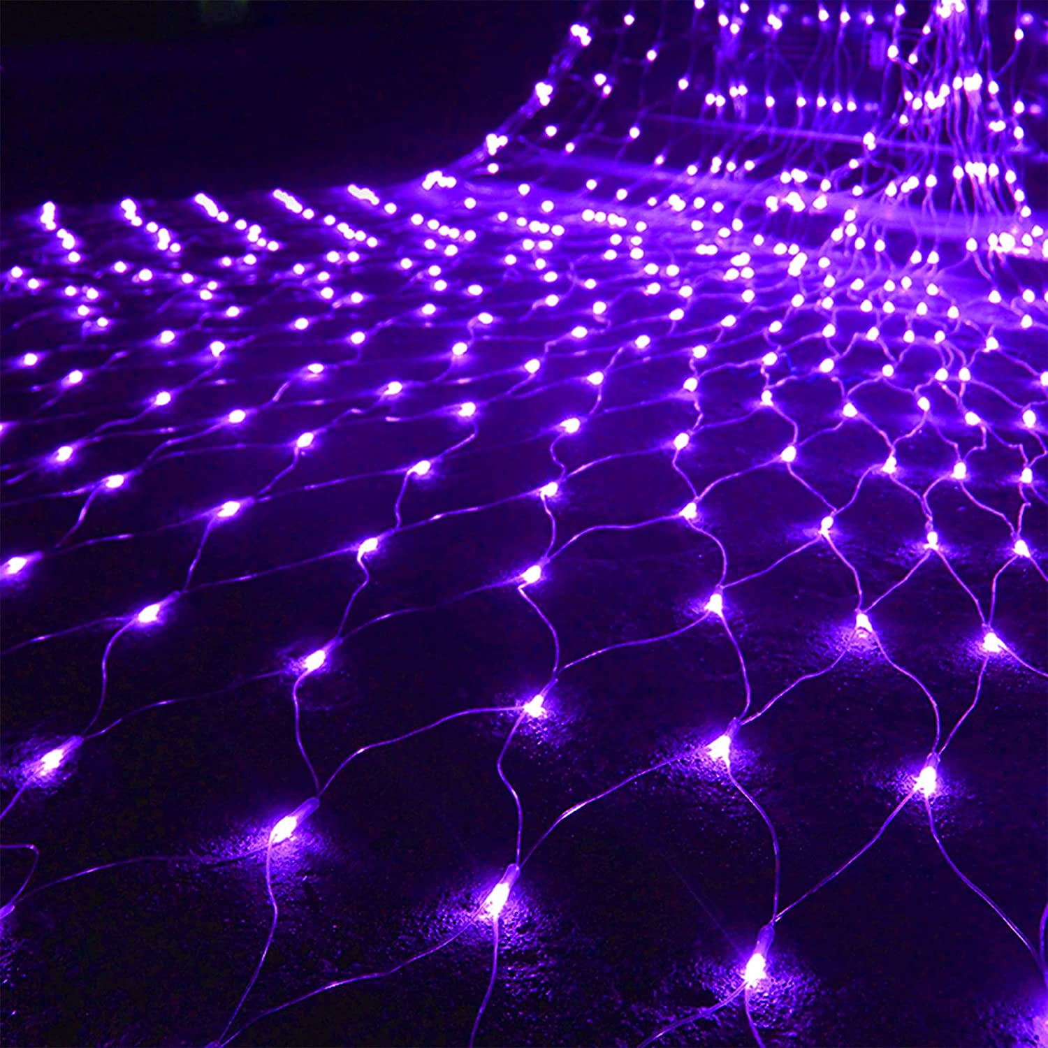Outdoor Halloween Purple Net Lights, 5ft x 5ft 96 LED Connectable Bush ...