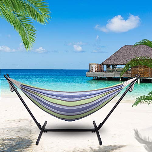 Outdoor Hammock with Space Saving Steel Stand, Portable Hammock with ...